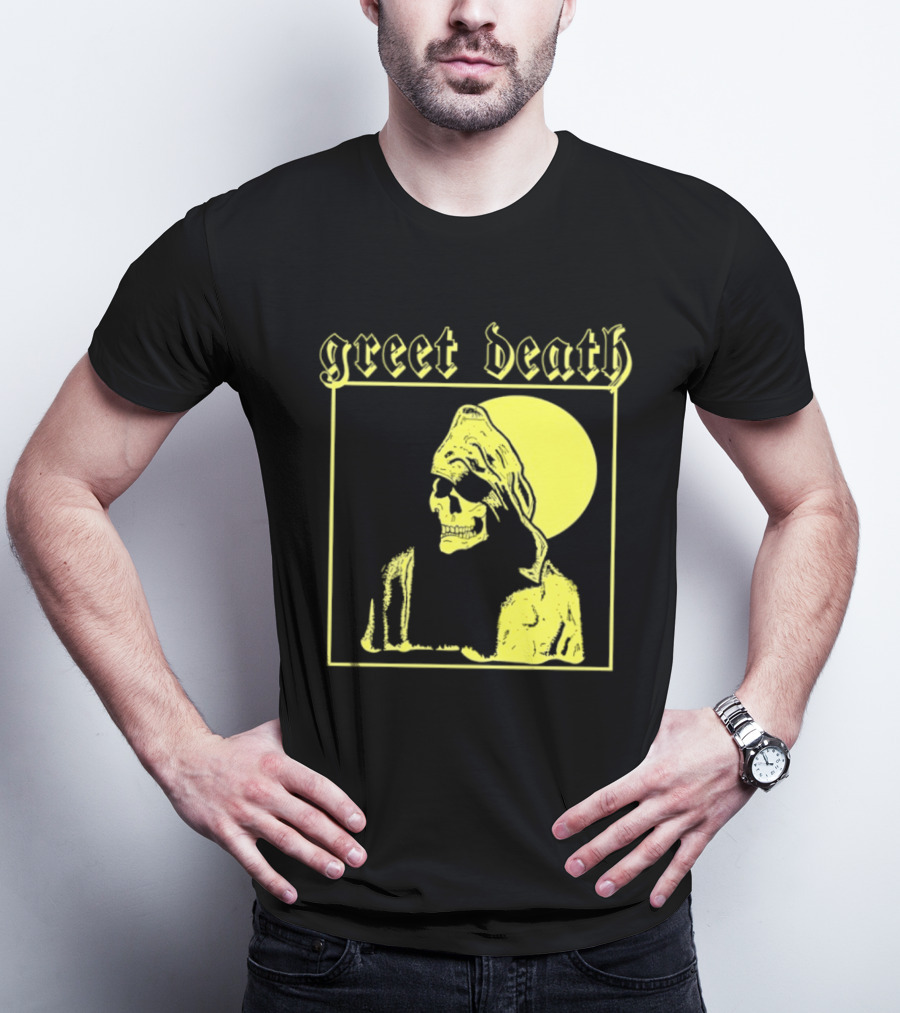 Greet Death Grim Reaper Band Alternative Rock Skeleton Halo T-Shirt
