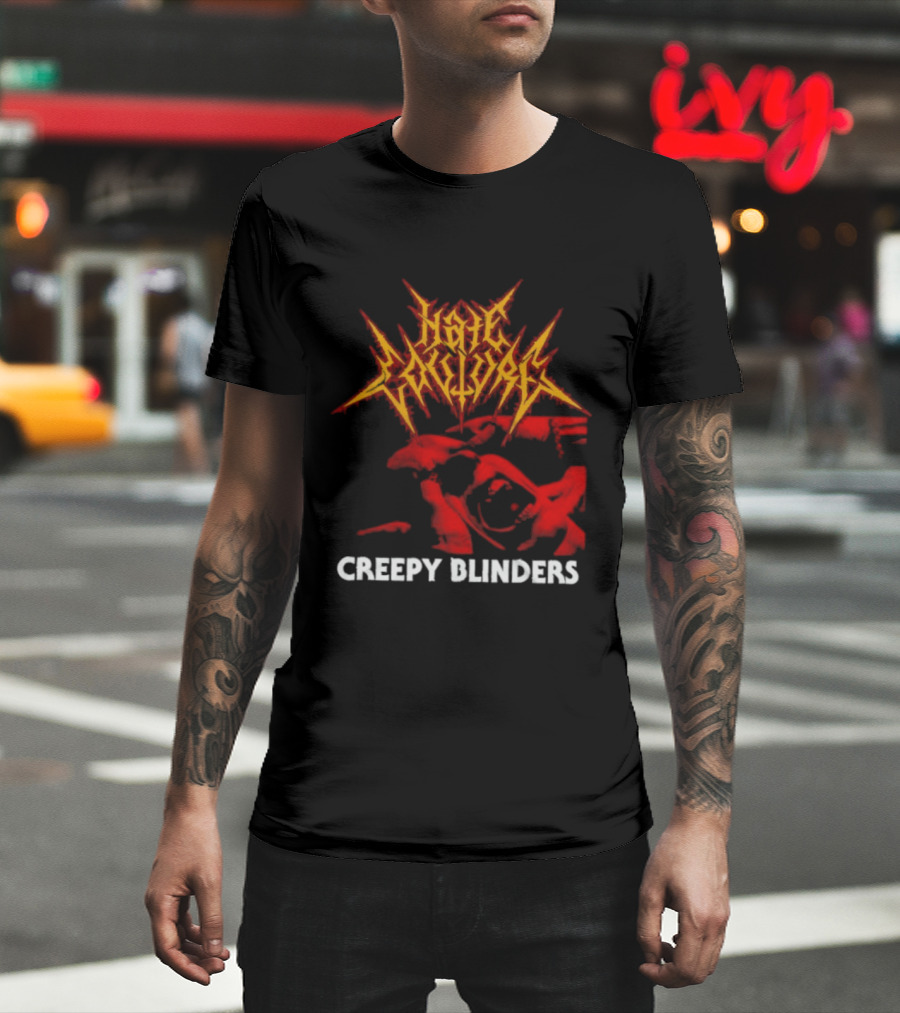 Hate Couture Creepy Blinders Blood Metal T-Shirt