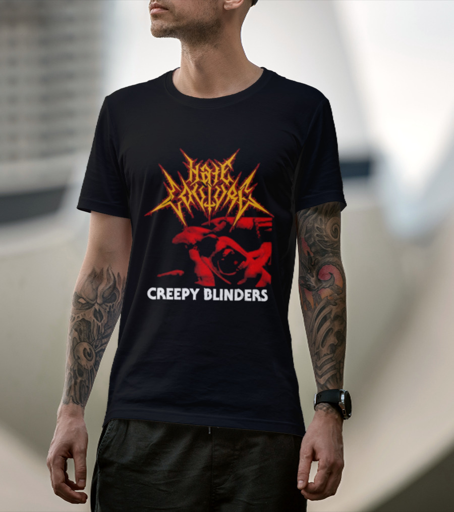 Hate Couture Creepy Blinders Blood Metal T-Shirt