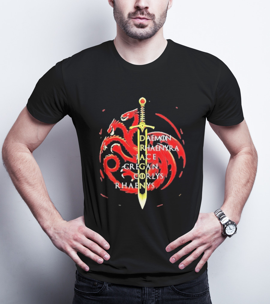Daemon Rhaenyra Jace Cregan Corlys Rhaenys Dragon Sword Emblem The Reel Rejects T-Shirt