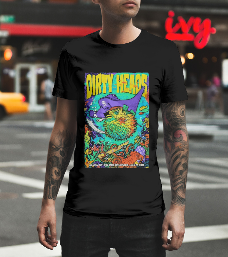 Dirty Heads Holmdel NJ July 23 2026 PNC Bank Arts Center Pirate Theme Ocean Creatures T-Shirt
