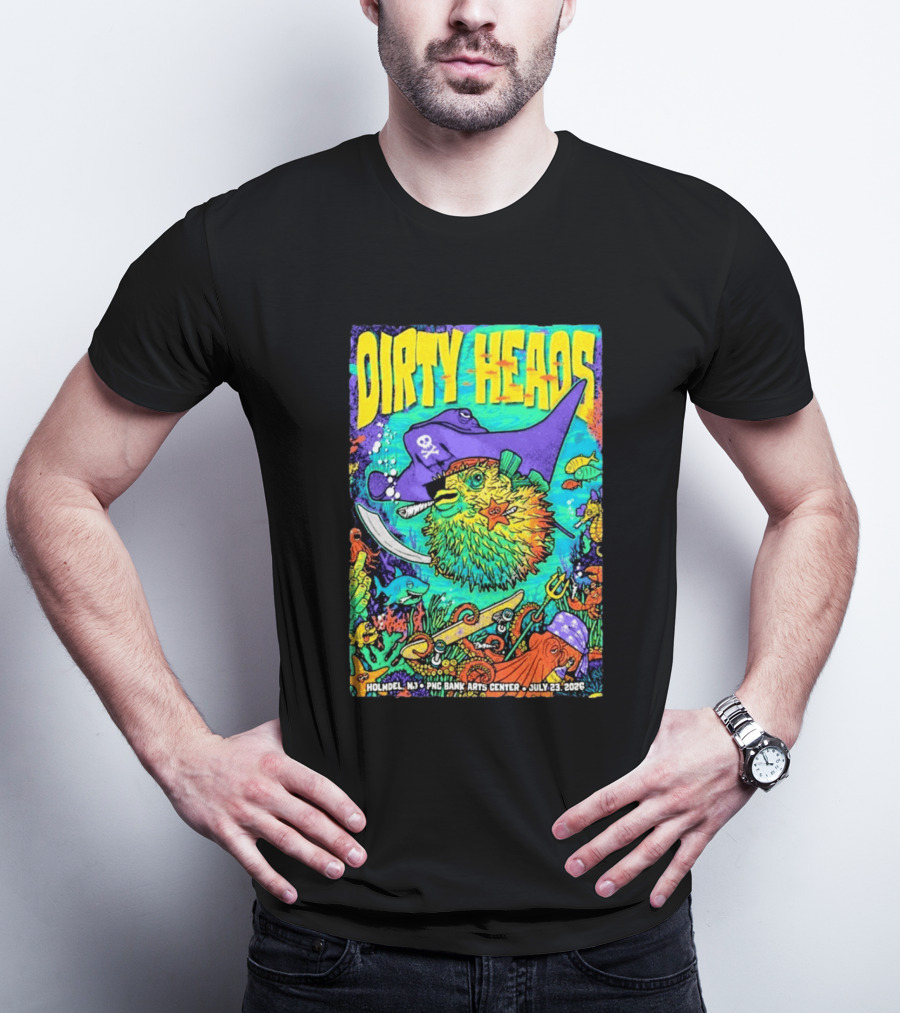 Dirty Heads Holmdel NJ July 23 2026 PNC Bank Arts Center Pirate Theme Ocean Creatures T-Shirt