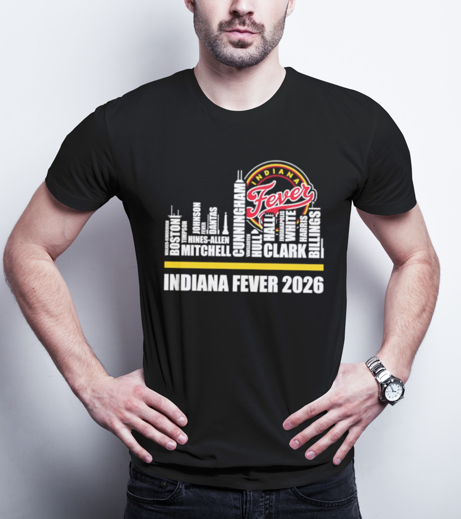 Indiana Fever 2026 Roster Skyline WNBA T-Shirt