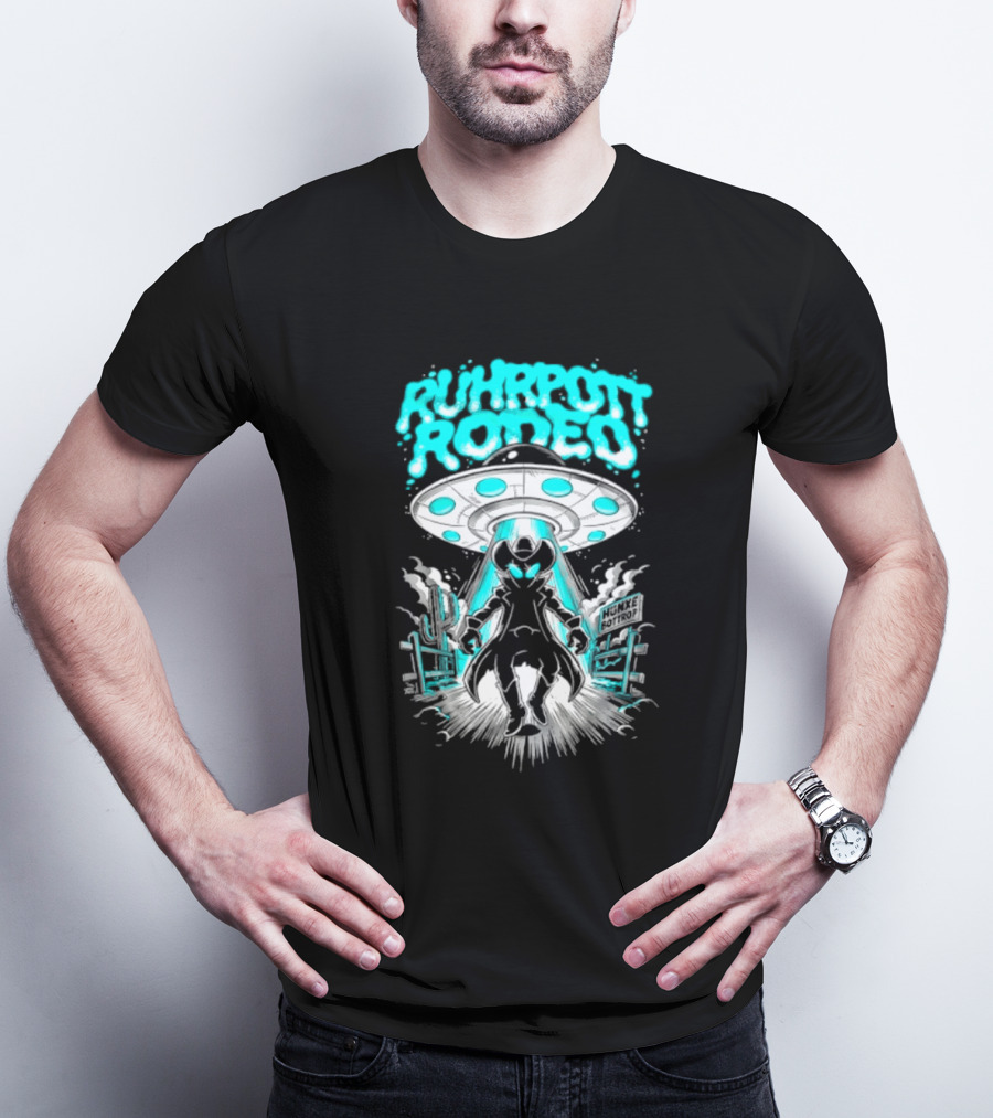 Ruhrpott Rodeo Hunxe Bottrop Alien Cowboy UFO Texas Stadium T-Shirt