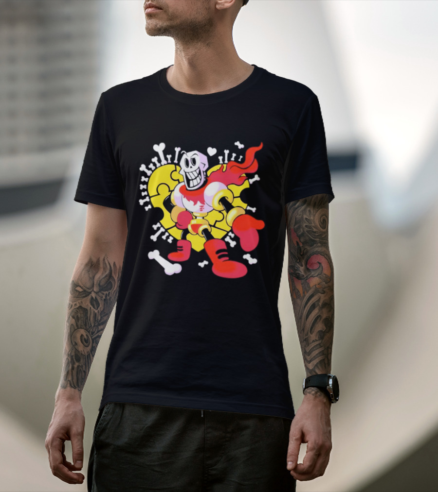 Papyrus Bonetrousle 10th Anniversary Undertale Puzzle Heart Skeleton T-Shirt