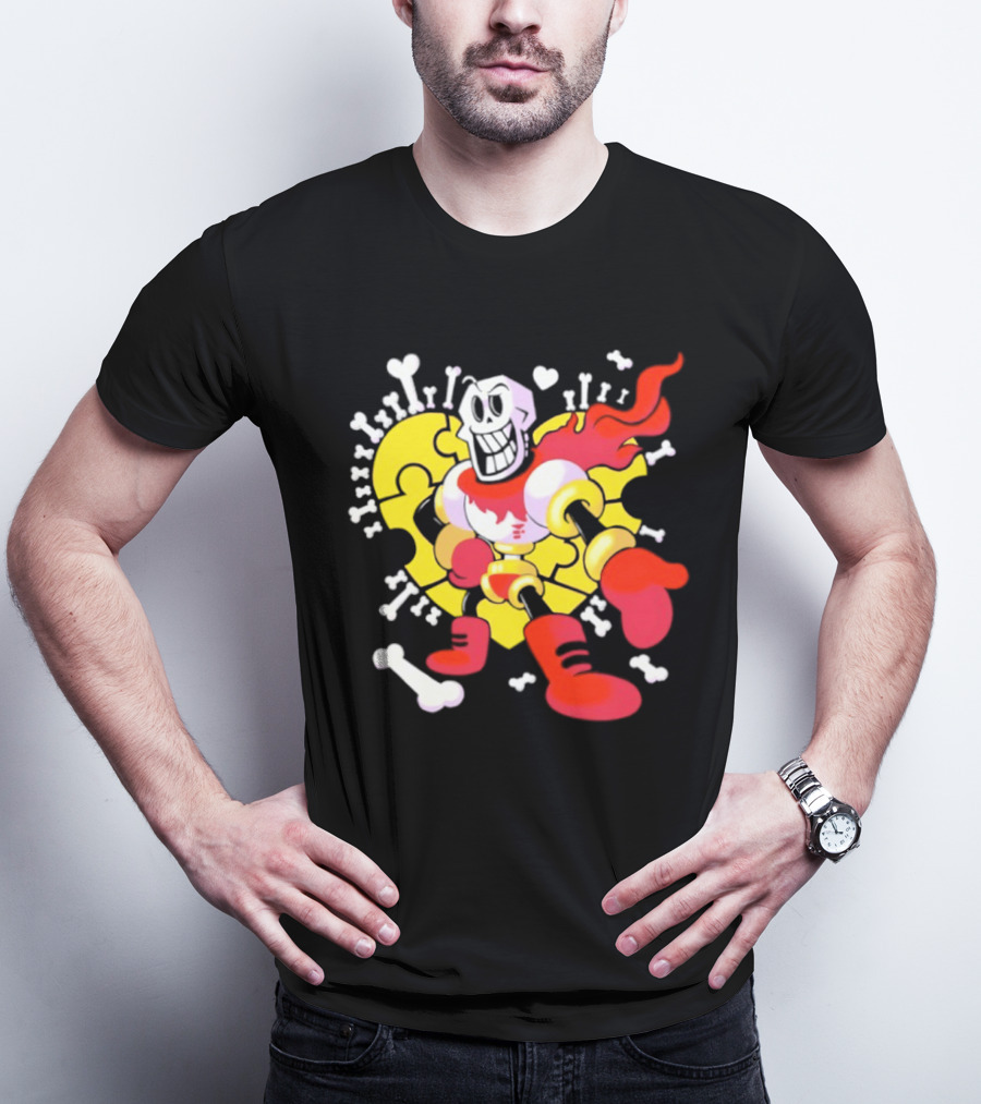 Papyrus Bonetrousle 10th Anniversary Undertale Puzzle Heart Skeleton T-Shirt