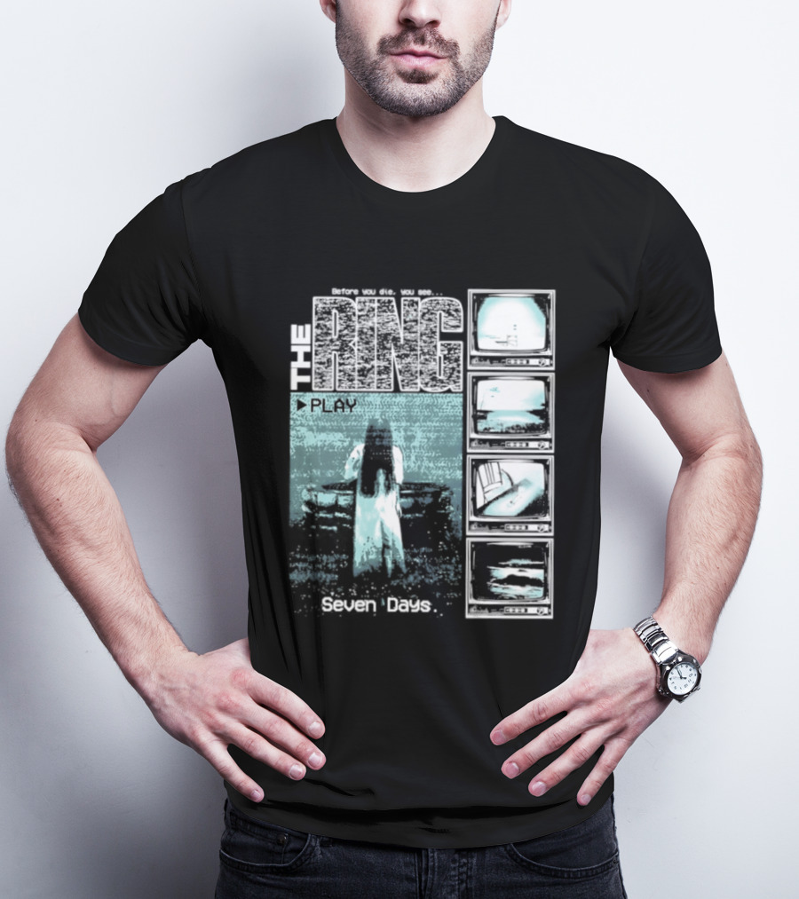 The Ring Seven Days Play Tape Iconic Horror Movie Scene T-Shirt
