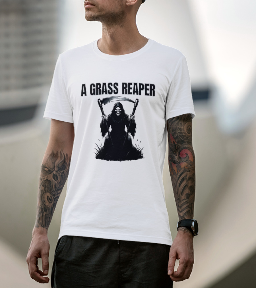A Grass Reaper Lawn Mower Gardening T-Shirt