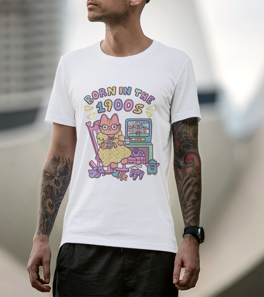 Born In The 1900s Cat VHS Gaming Nostalgia T-Shirt
