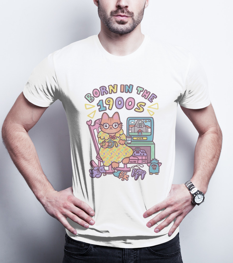 Born In The 1900s Cat VHS Gaming Nostalgia T-Shirt