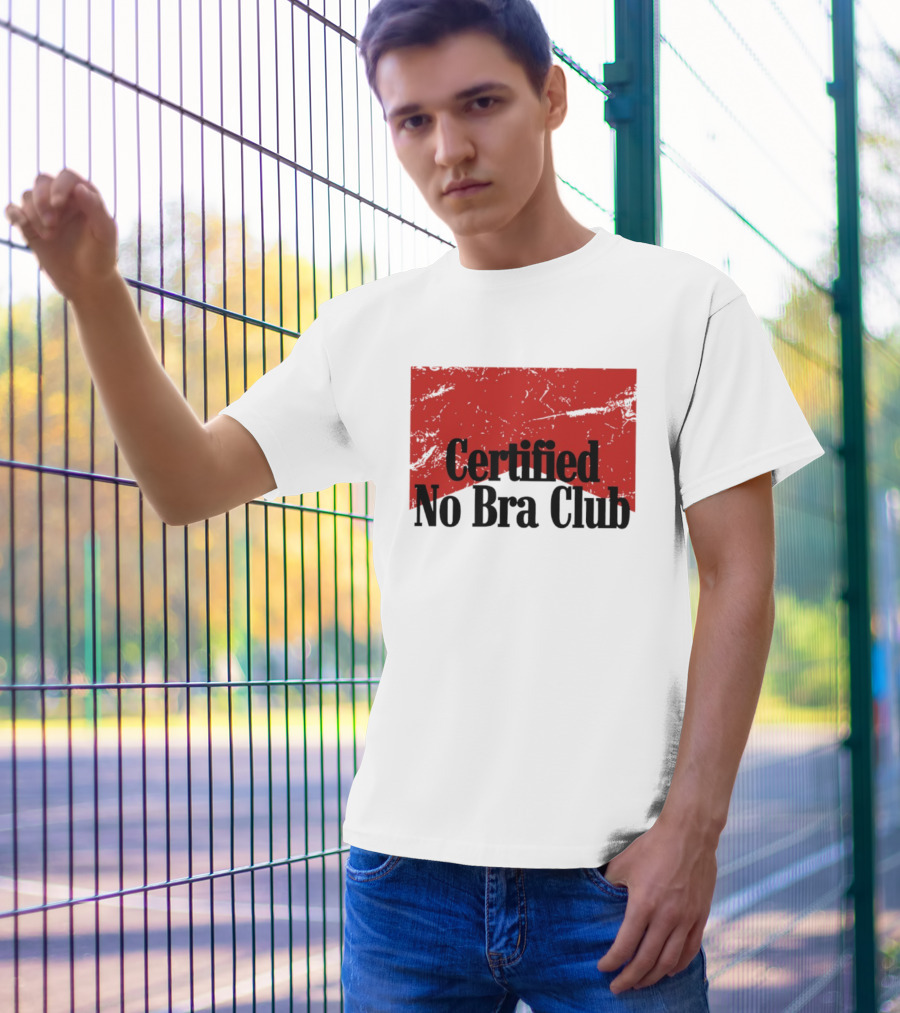 Certified No Bra Club Marlboro Parody Red Banner T-Shirt