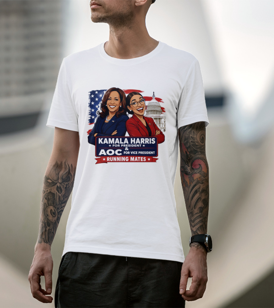 Kamala Harris For President AOC Vice President Running Mates Capitol T-Shirt