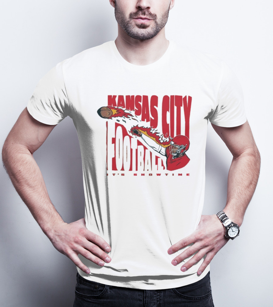 Kansas City Football It's Showtime Quarterback Fireball Pass T-Shirt