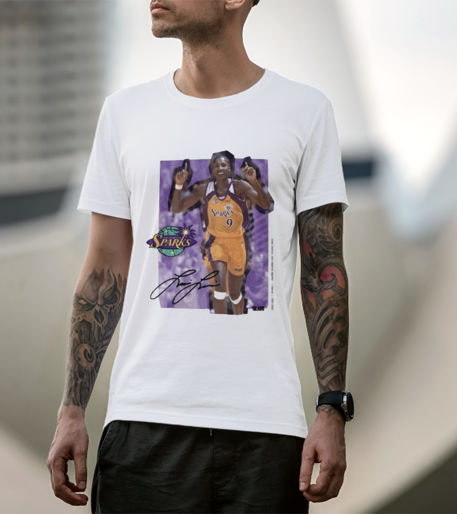 Lisa Leslie Los Angeles Sparks No 9 1997 2009 SLAM Autographed Basketball Legend T-Shirt