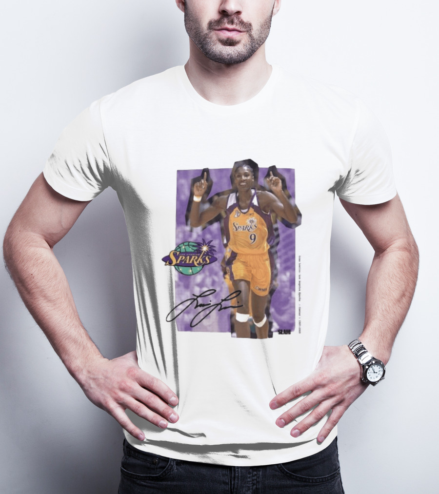 Lisa Leslie Los Angeles Sparks No 9 1997 2009 SLAM Autographed Basketball Legend T-Shirt