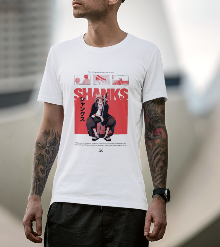 One Piece Shanks Luffy Straw Hat Pirates Manga Panels T-Shirt