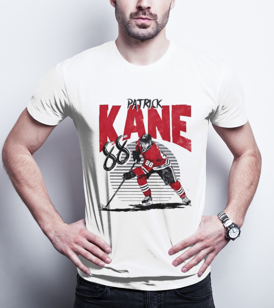 Patrick Kane 88 Chicago Blackhawks Hockey Player Action T-Shirt