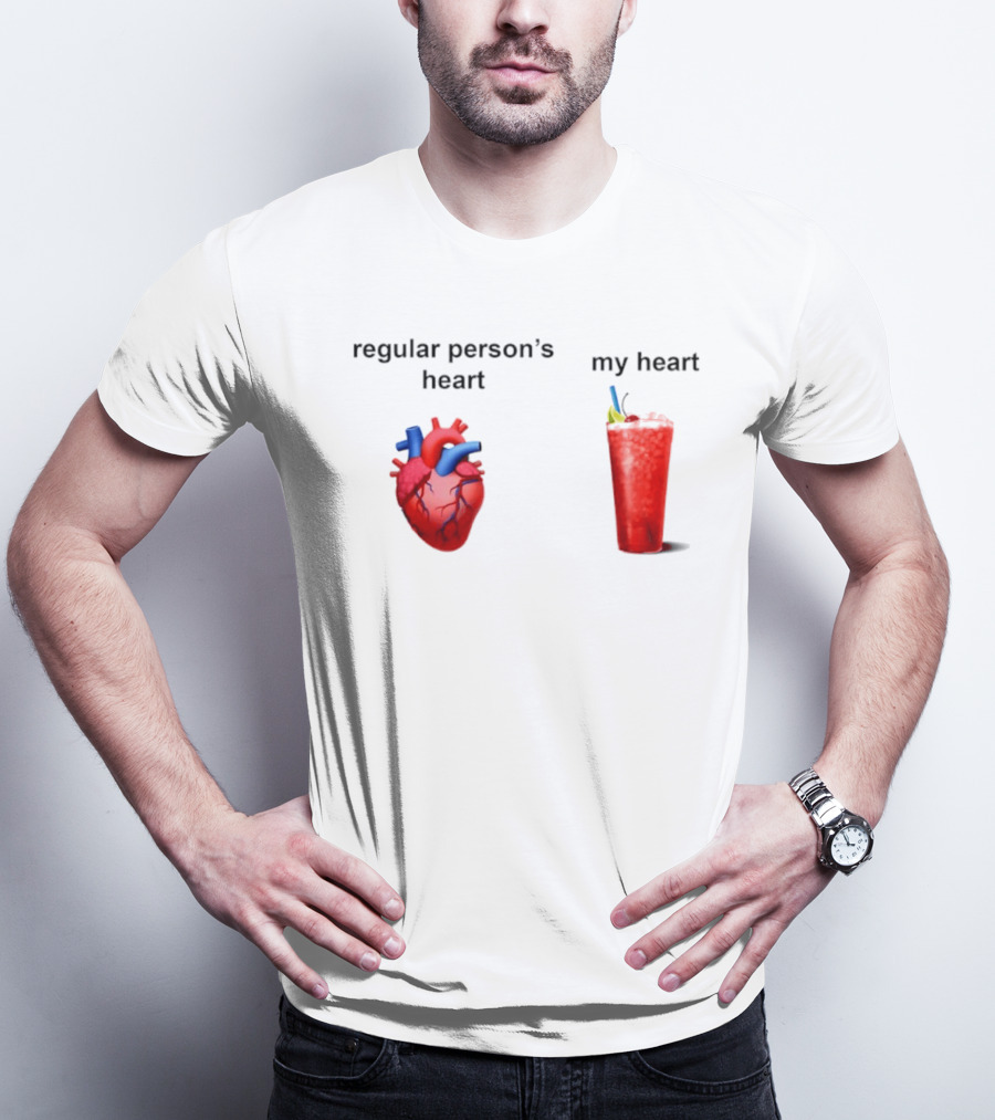 Regular Person's Heart Vs My Heart Cocktail Emoji Comparison T-Shirt