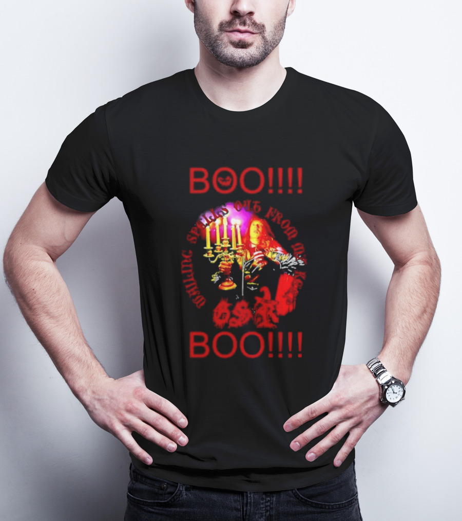 BOO Wailing Spells Out From My Keep Boo Candelabra Portrait Halloween T-Shirt