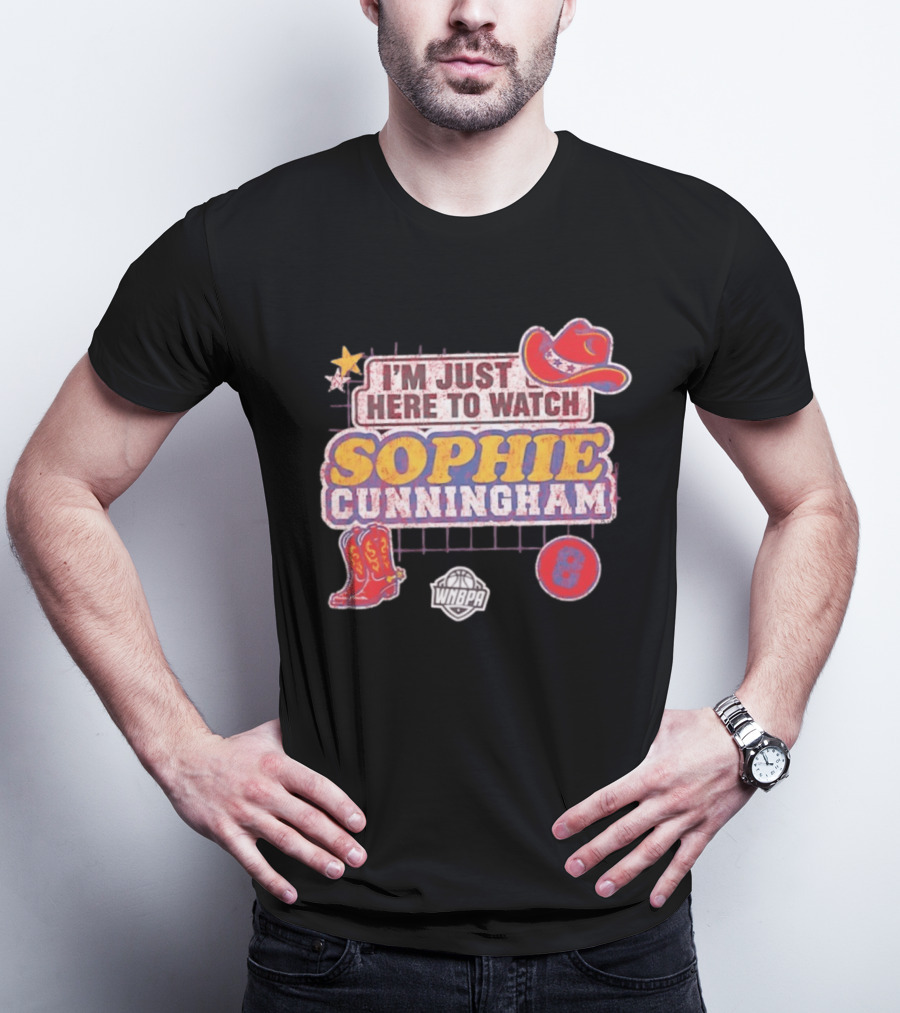 I'm Just Here To Sophie Cunningham WNBA Cowboys Hat Boots Star 8 T-Shirt