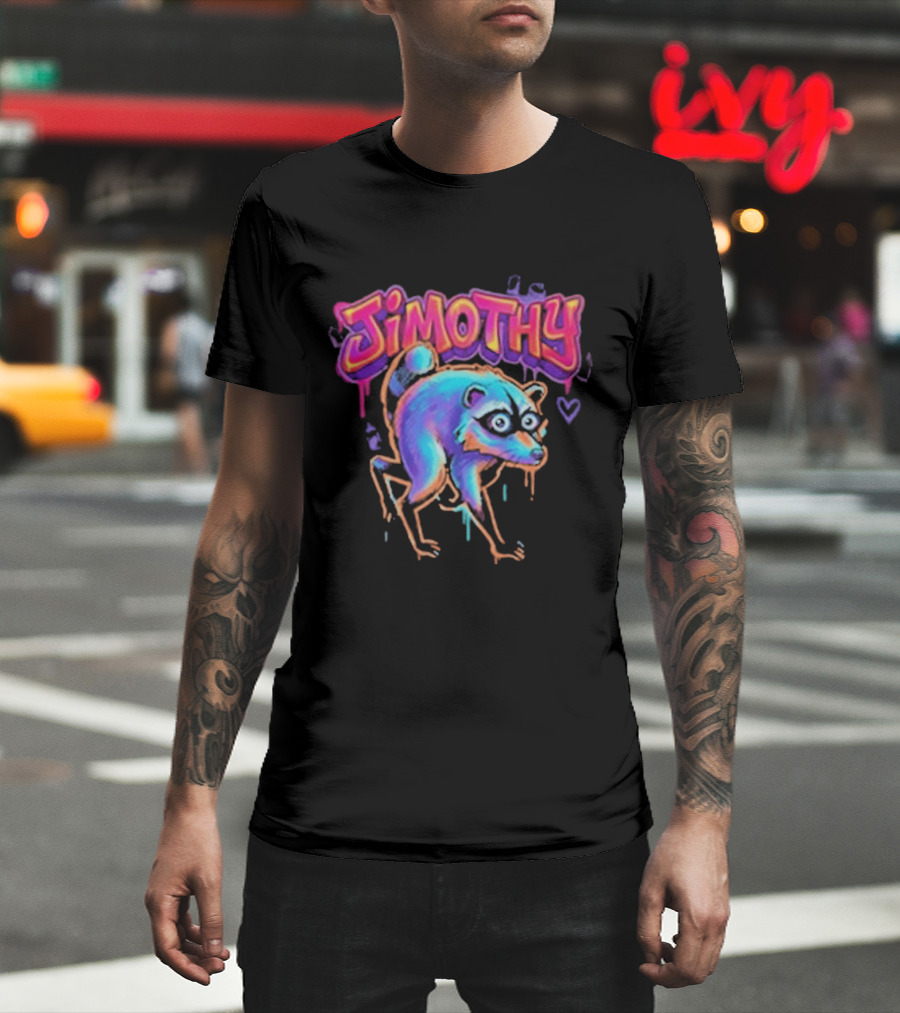 Jimothy Colorful Graffiti Raccoon T-Shirt
