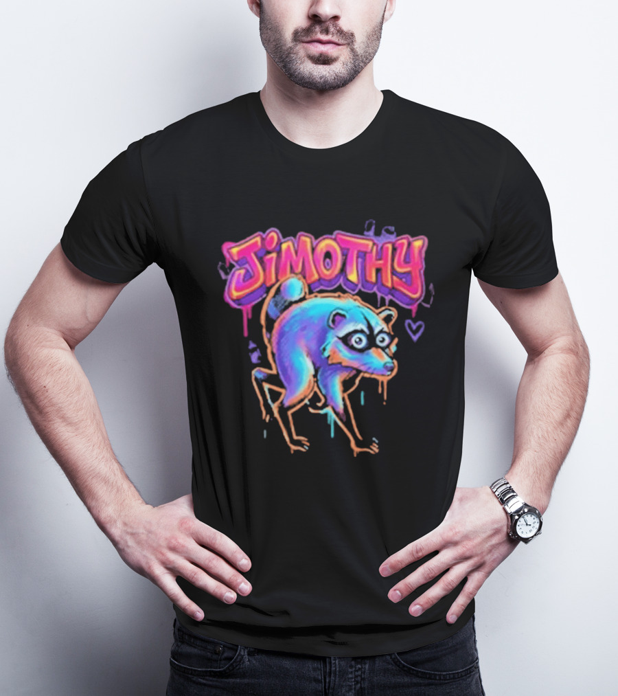 Jimothy Colorful Graffiti Raccoon T-Shirt