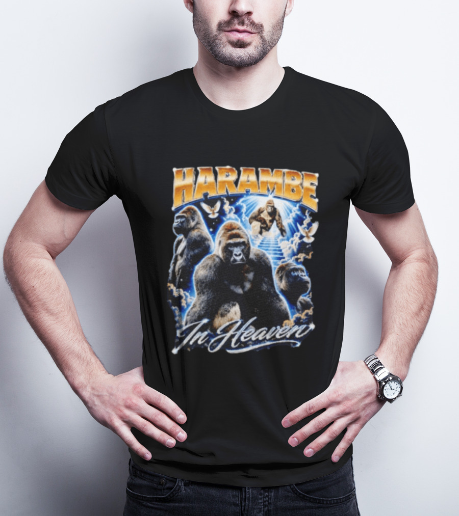 Harambe In Heaven Gorilla And Angels T-Shirt