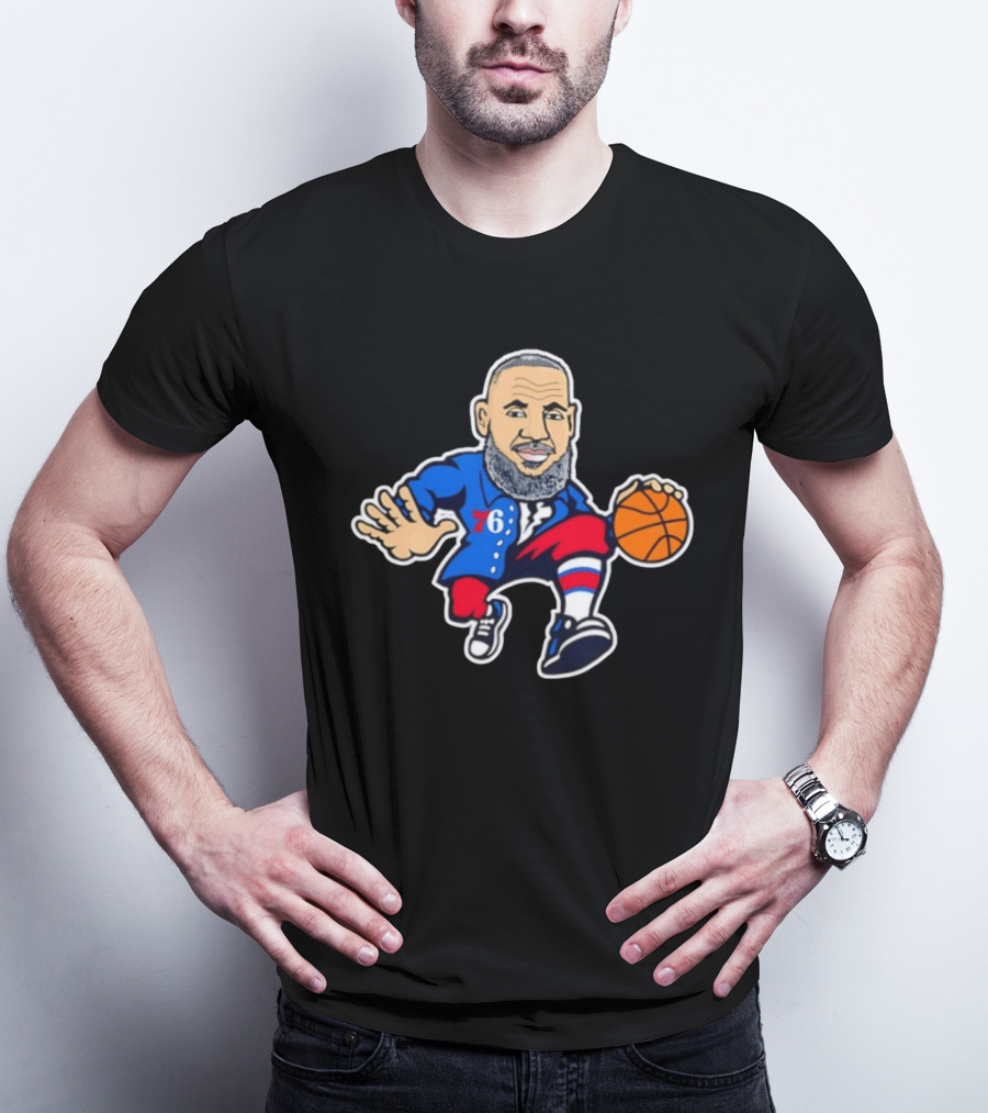 LeBron James Philadelphia Sixers Cartoon Basketball Player With Number 76 T-Shirt