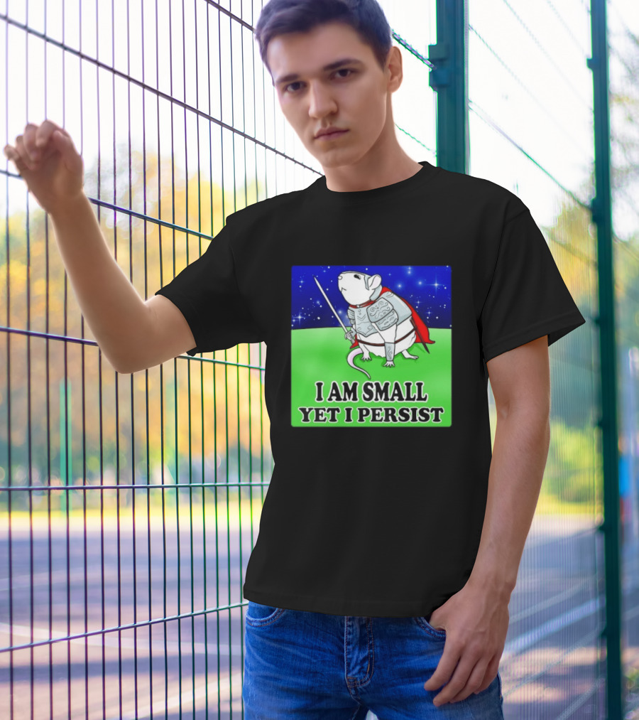 I Am Small Yet I Persist Knight Rat Armor Red Cape Stars T-Shirt