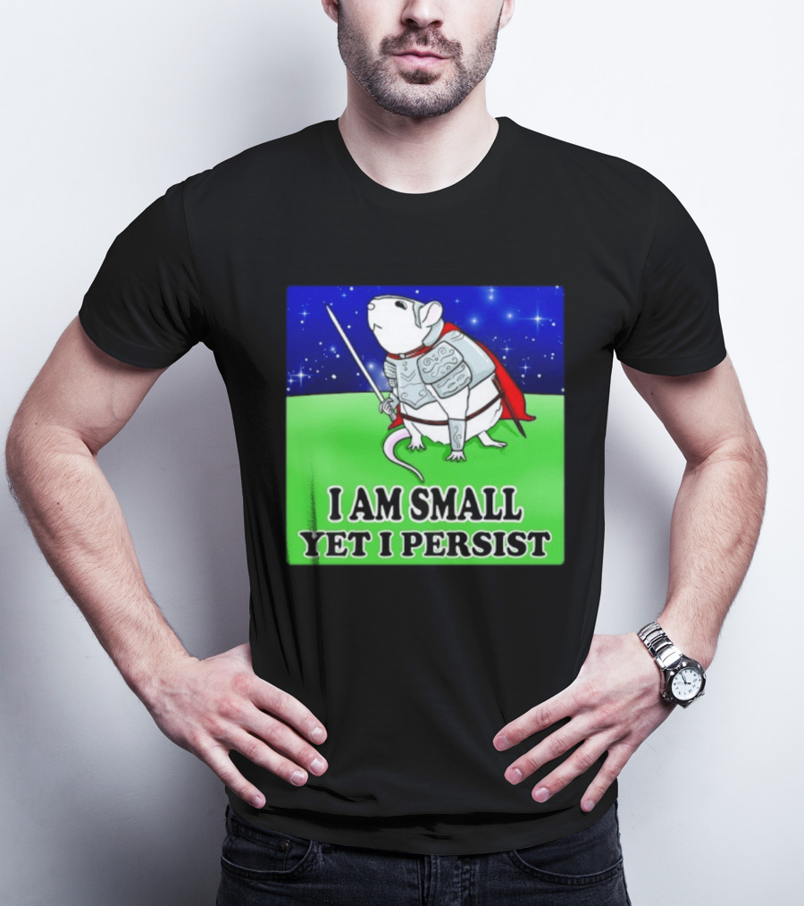I Am Small Yet I Persist Knight Rat Armor Red Cape Stars T-Shirt