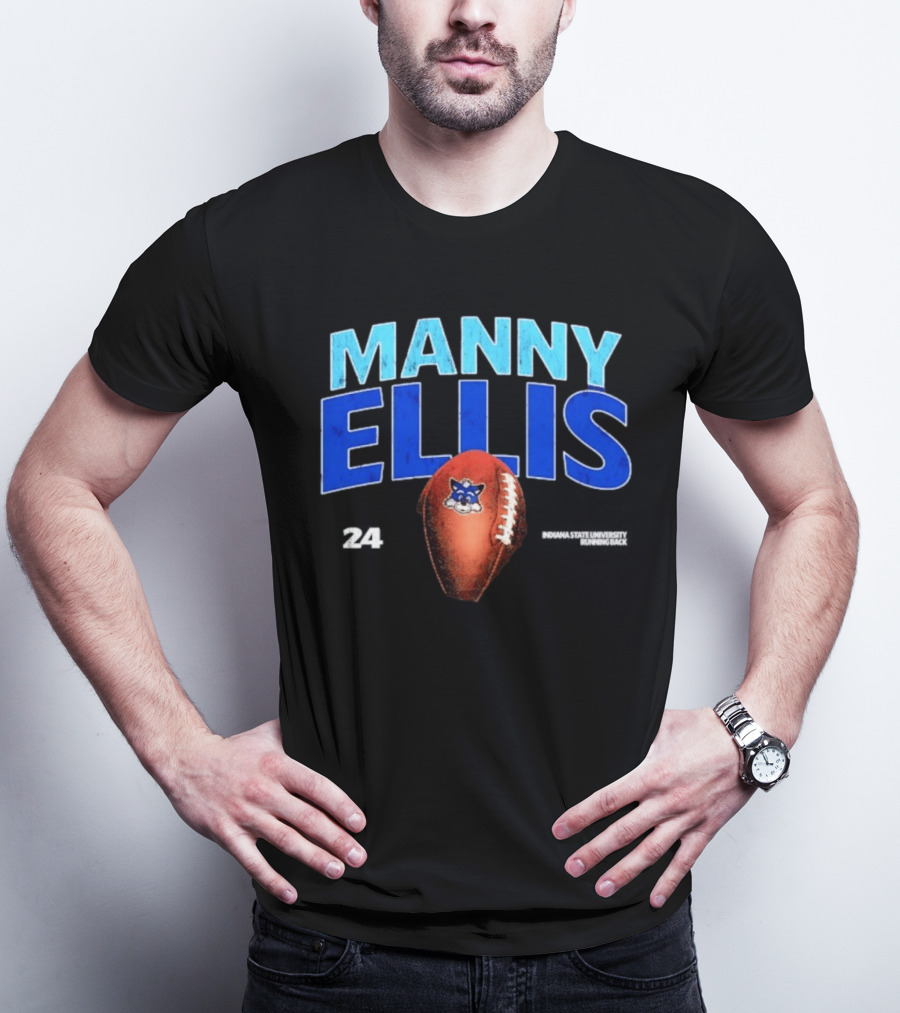 Manny Ellis 24 Indiana State University Running Back Football Sycamores T-Shirt