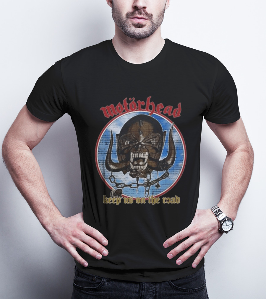 Motörhead Keep Us On The Road Skull Chain Iconic Rock Motif T-Shirt