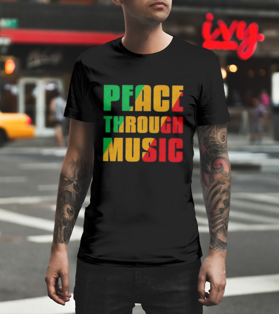 Peace Through Music Reggae Rasta Jamaica T-Shirt