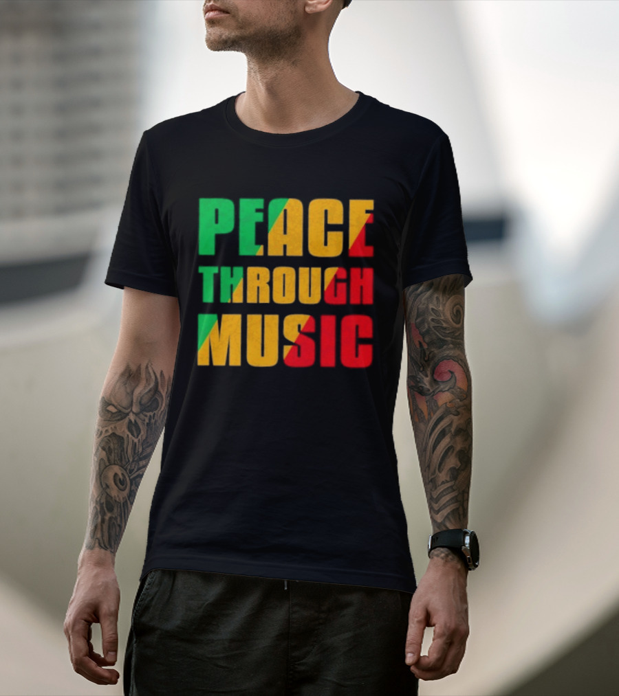 Peace Through Music Reggae Rasta Jamaica T-Shirt