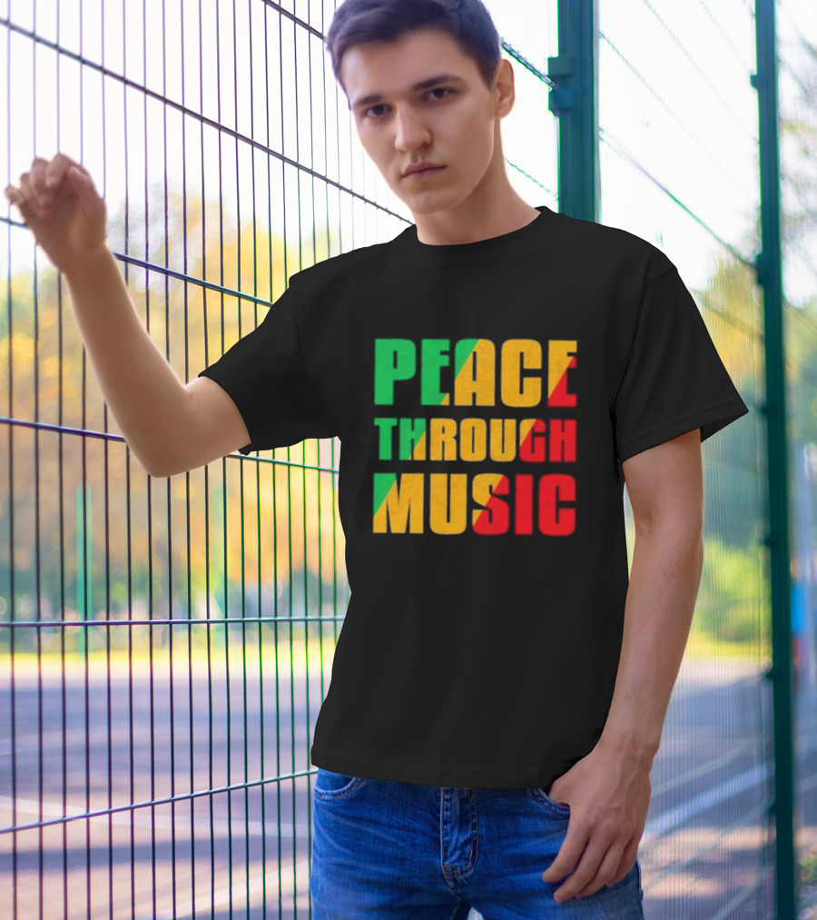 Peace Through Music Reggae Rasta Jamaica T-Shirt