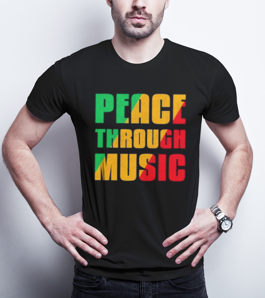 Peace Through Music Reggae Rasta Jamaica T-Shirt