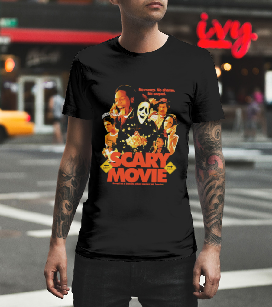Scary Movie No Mercy No Shame No Sequel Spoof Characters Popcorn Scene T-Shirt