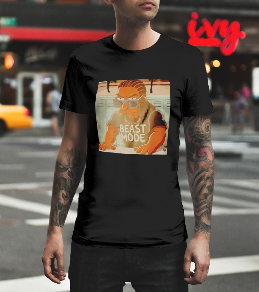 Simpson X Big Chrizzle Beast Mode Character In Sunglasses Locker Room Scene T-Shirt