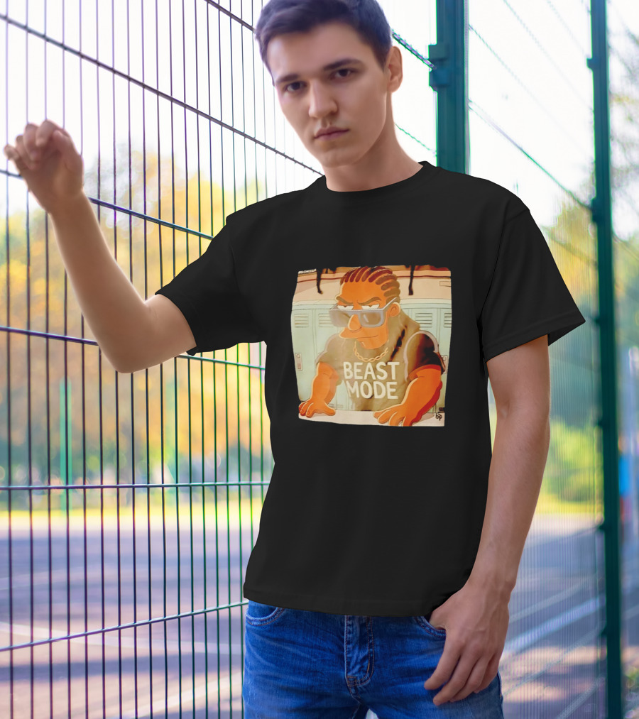 Simpson X Big Chrizzle Beast Mode Character In Sunglasses Locker Room Scene T-Shirt