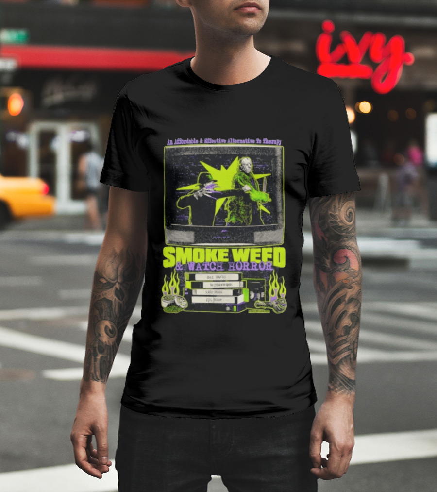 Affordable Effective Alternative Freddy Krueger Jason Voorhees Smoke Weed Horror T-Shirt