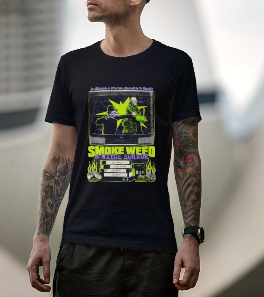 Affordable Effective Alternative Freddy Krueger Jason Voorhees Smoke Weed Horror T-Shirt