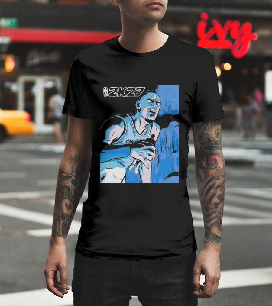 Victor Wembanyama NBA 2K27 Basketball Game Cover T-Shirt