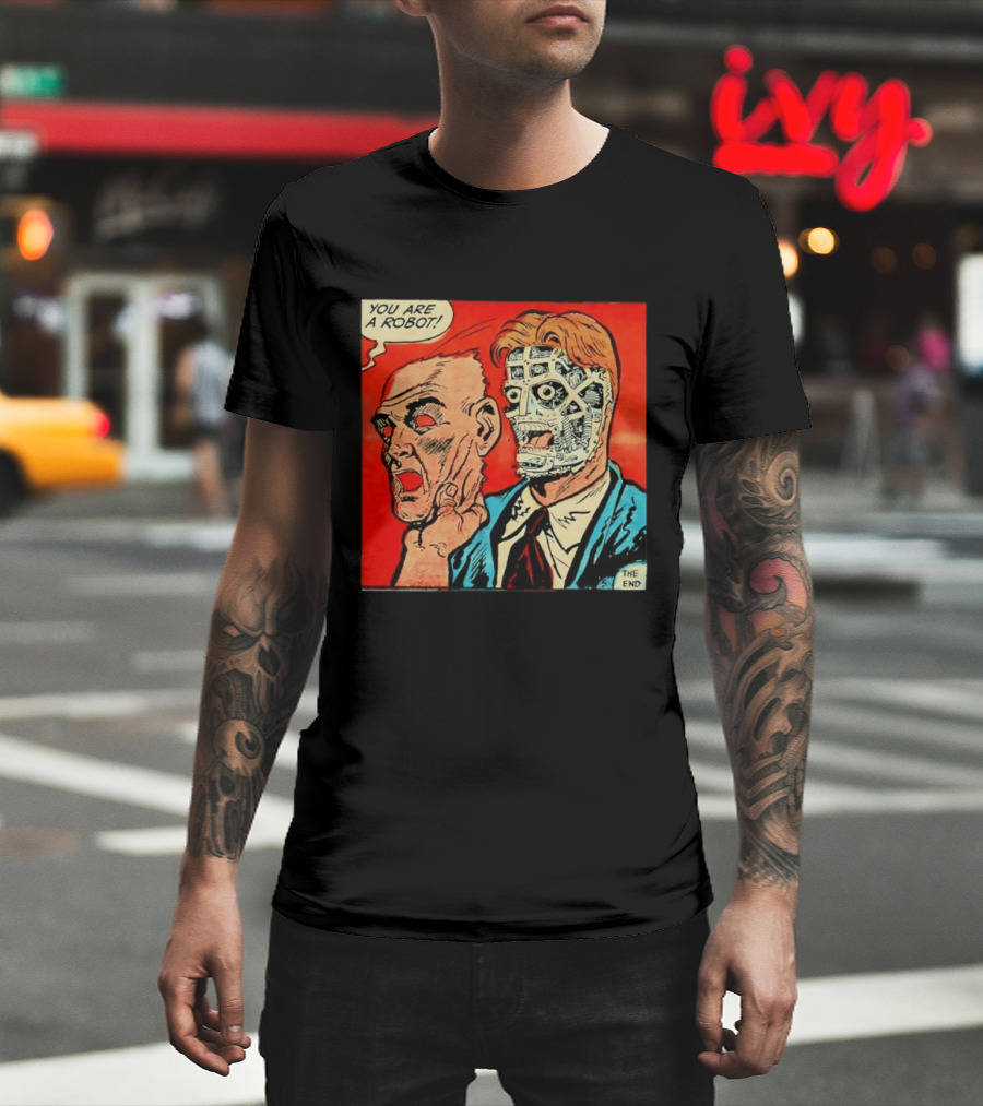 You Are A Robot Comic Style Mask Reveal The End T-Shirt