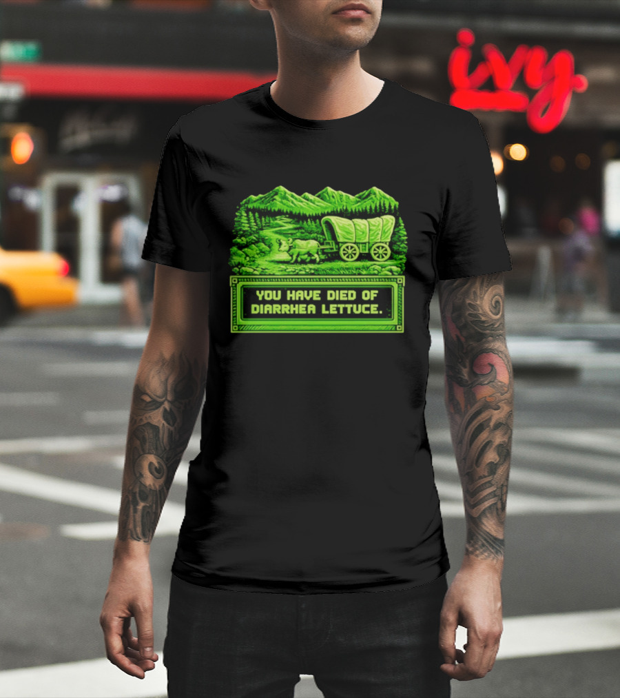 You Have Died Of Diarrhea Lettuce Wagon Trail Retro Gaming T-Shirt