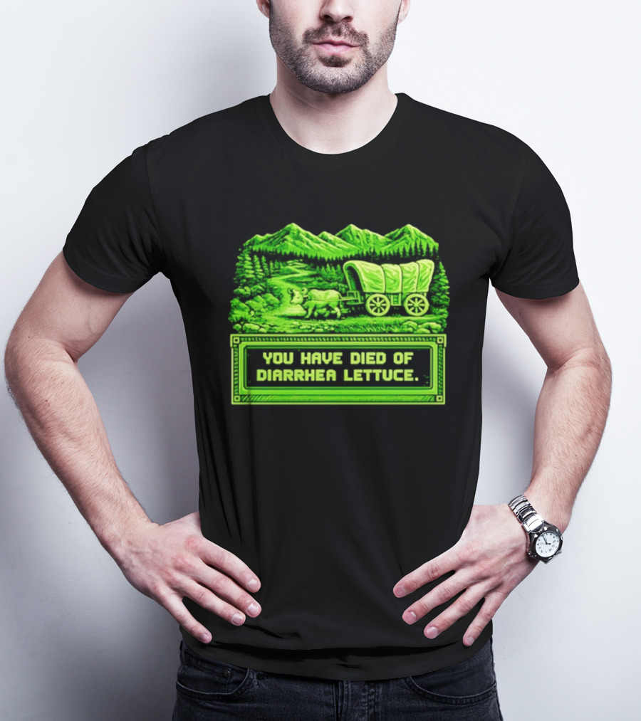 You Have Died Of Diarrhea Lettuce Wagon Trail Retro Gaming T-Shirt