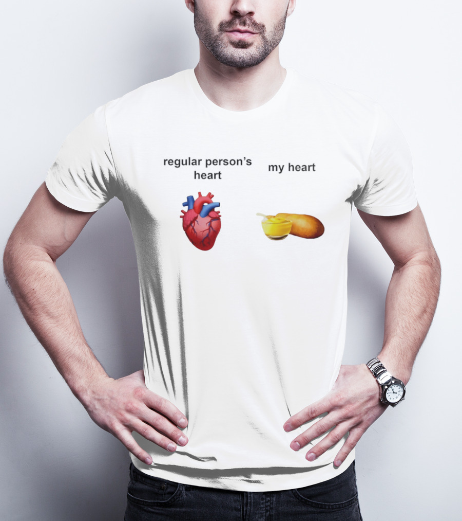 Regular Person's Heart My Heart Corn Dog Mustard T-Shirt