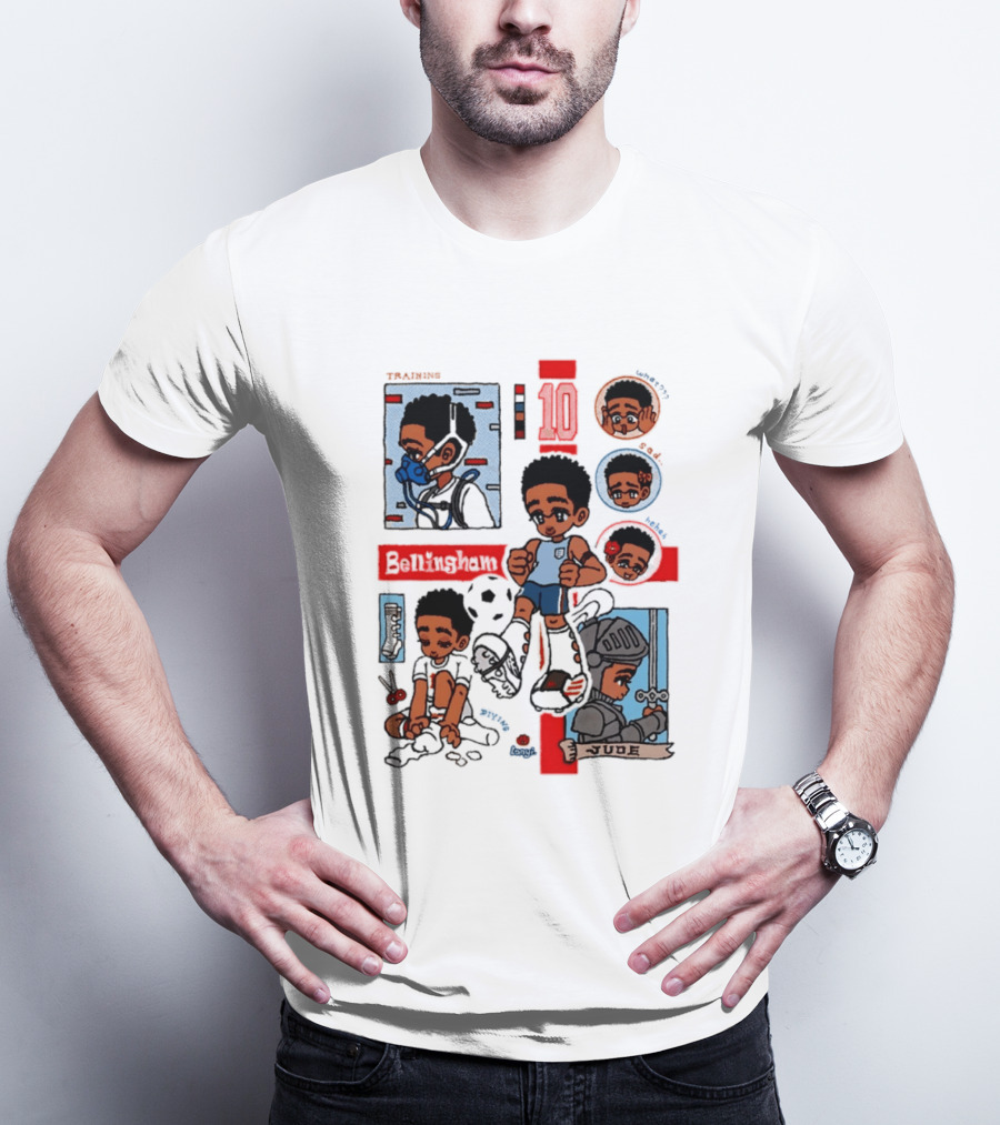 Jude Bellingham Kawaii Cartoon Soccer Training Armor Emotions T-Shirt