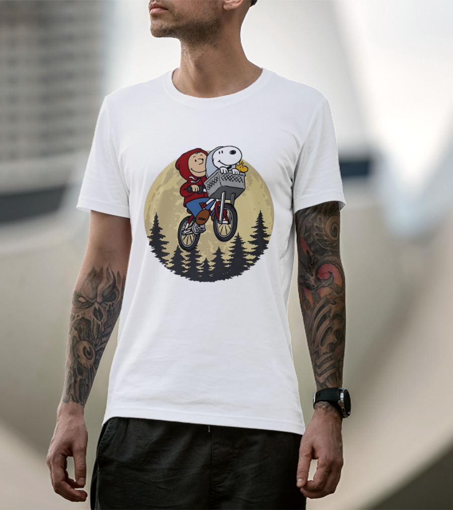 Moon Ride Snoopy And Charlie Brown Bicycle Adventure T-Shirt