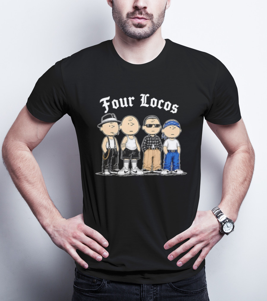 Four Locos Peanuts Gang Cholo Charlie Brown Characters T-Shirt