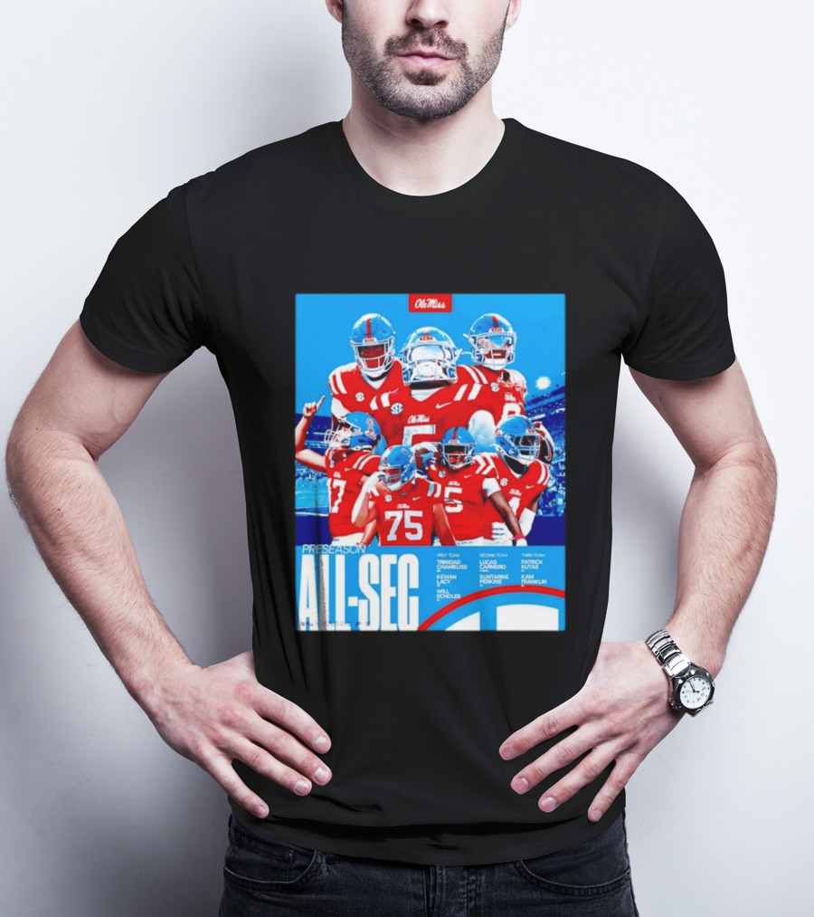 Ole Miss Rebels Preseason All SEC First Second Third Team Football Players T-Shirt